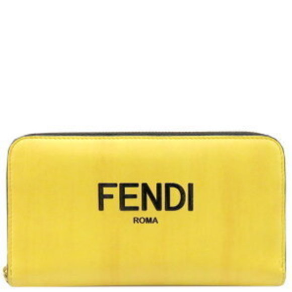 Fendi | Bags | Fendi Long Wallet Roma Logo Leather Yellow | Poshmark
